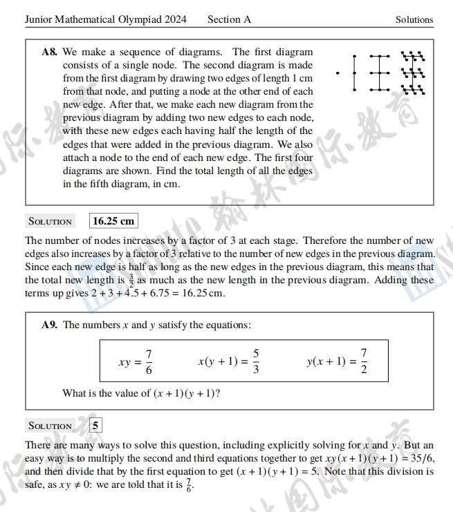 2024年UKMT-JMO竞赛真题+答案解析在